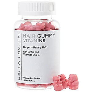 Hello Lovely! Hair Vitamins Gummies with Biotin 5000 mcg Vitamin E & C Support Hair Growth, Premium Vegetarian Non-GMO, for Stronger Beautiful Hair & Nails, Biotin Gummies Supplement - 60 Gummy Bears