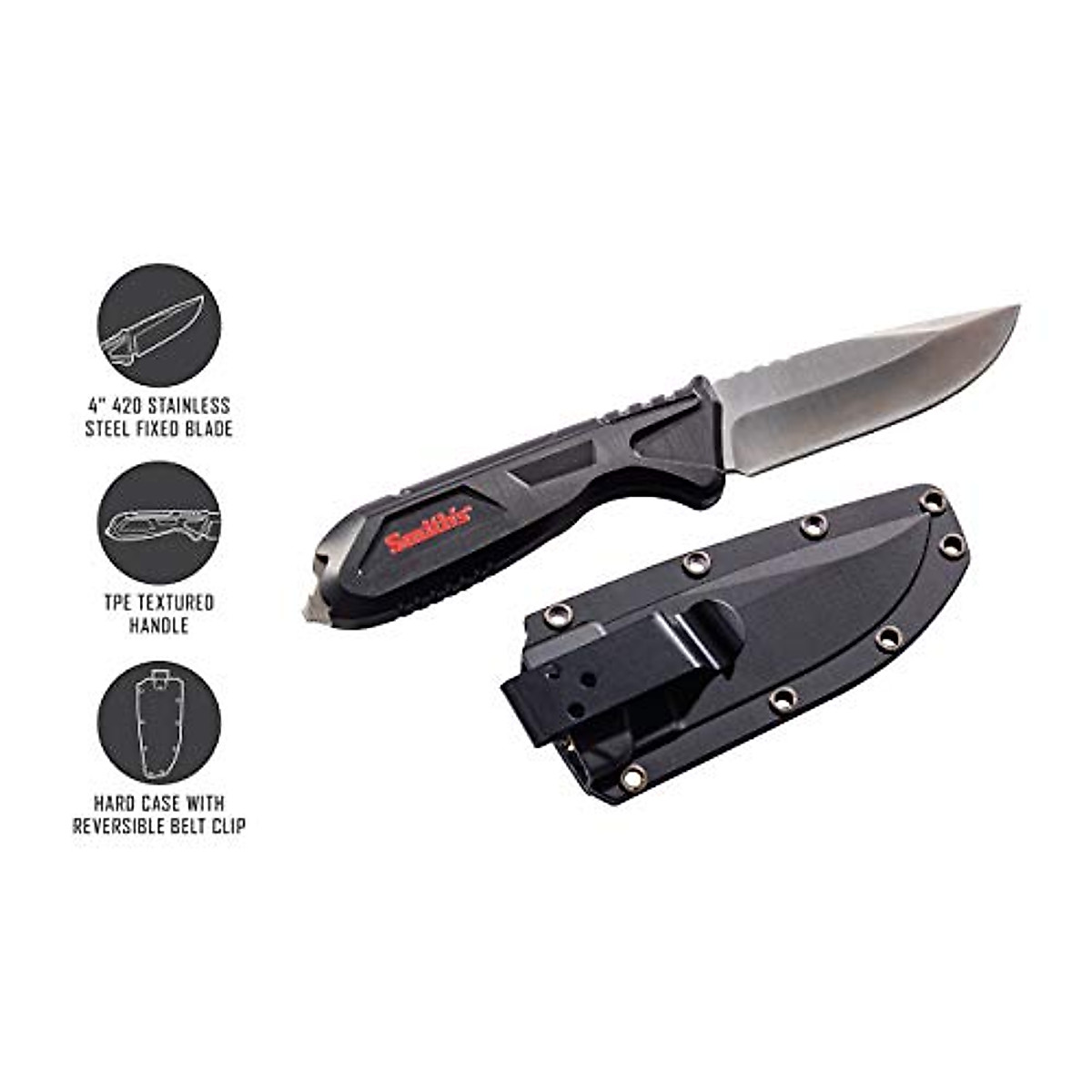 Smith's 51243 EdgeWork-Site Fixed Blade Knife, Black