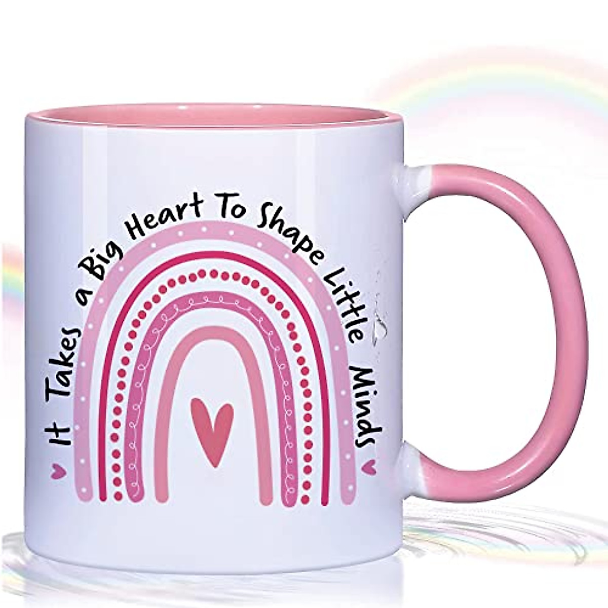 Inspirational Teacher Gift Mug, Appreciation Teacher Mug Gifts for Teacher Mentor Professor Leaders, Inspirational Thank You Gifts for Teacher's Day Graduation Thanksgiving Birthday, Pink Coffee Mugs