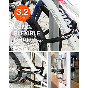 Sportneer Bike Chain Lock Heavy Duty, Bicycle Lock with 5 Digit Combination Heavy Duty Anti Theft Keyless Security Bike Locks for Bicycle, Electric Bike, Scooter, Motorcycle, Door, Gate and Fence