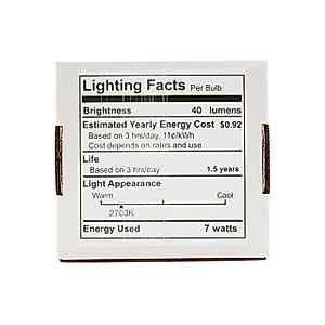 Creative Hobbies 3228x25-7 Watt, C7 Night Light, 40 Lumens, Long Life, Clear, E12 Candelabra Base, C7 Replacement Bulbs, Incandescent Light Bulb | 25 Pack