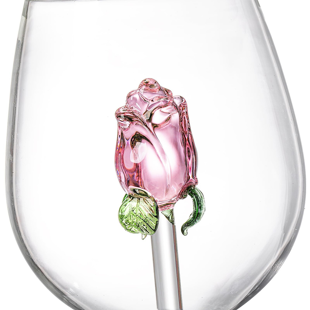 Pumtus 2 Pack Wine Glasses With Rose Inside, 10 OZ Creative Stemmed Drinking Goblet, Unique Romantic Flower Wine Glassware, Classic Stemware Beverage Cup Drinkware for Wedding, Party, Dinner, Bar