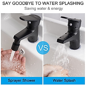 Hibbent NSF/ANSI/CAN 61 Certified Faucet Aerator, 360 Degree Swivel Kitchen Sink Aerator, CUPC Certification Dual-function Sprayer Faucet Replacement Part 55/64 Inch Female Thread - Matte Black