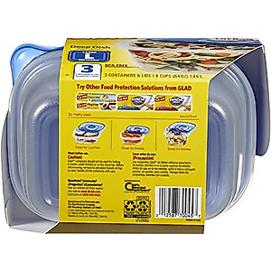 GladWare Deep Dish Food Storage Containers, 3 Count, Standard & GladWare Tall Entrée Food Storage Containers | Large Square Containers for Food Hold up to 42 Ounces of Food, 3 Count