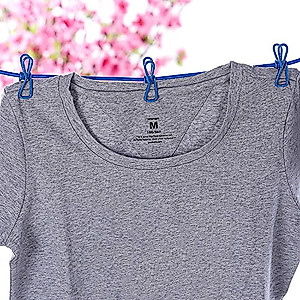 NUZAMAS 2X Clothesline 12 Pegs Clips Portable Expandable Adjustable Retractable Airer for Camping Travel Clothes Laundry Drying Outdoor and Indoor Use Blue Set