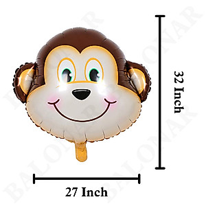 BALONAR 5pcs 32 Inch Tiger Lion Zebra Monkey Graffe Foil Balloons Animal Balloons for Child Birthday Party Supplies Cute Baby Shower Decorations
