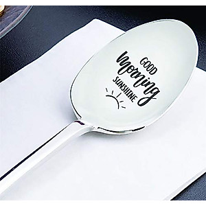 Inspiring gift | Good morning sunshine spoon gift for men/women |Christmas gift for mom/dad | Engraved Spoon gifts for friend/Co worker/boy friend |Thanksgiving gift | Easter gift | BFF gift |