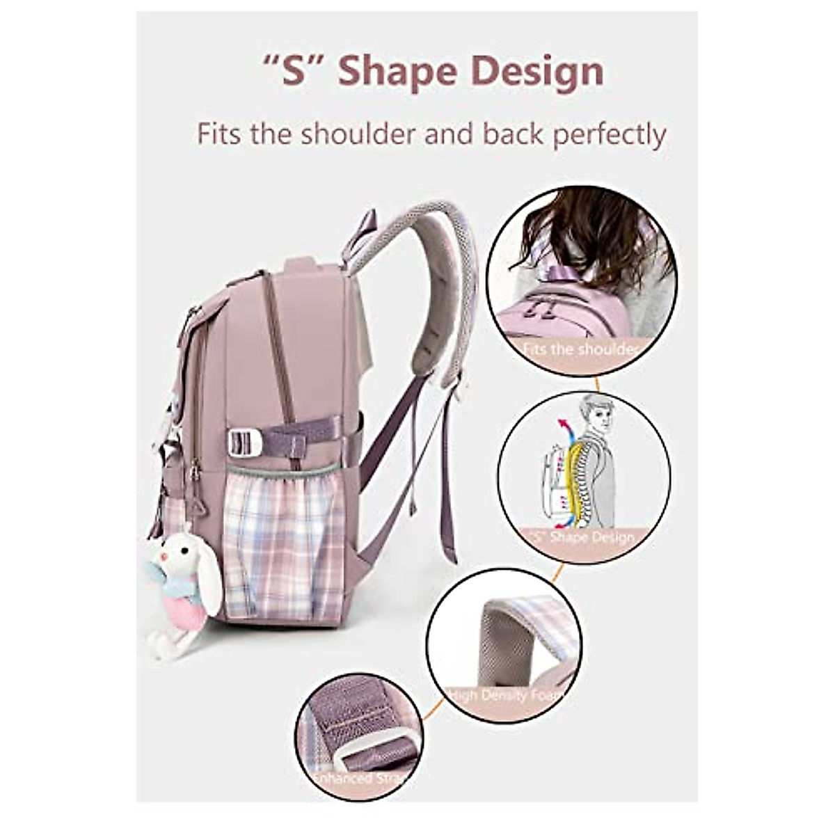 CLESUZ Aesthetic Backpack Plaid School Laptop Backpack Lightweight Travel Backpack for Girls Teens (Green)