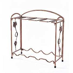Huanxin Wine Rack Countertop, Tabletop Wine Rack Metal, Wine Bottle Holder, Hold 4 Bottles Wine Holder and 8 Glasses, Easy Assembly,Gold