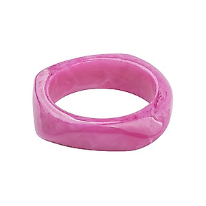 Caiyao Colorful Square Acrylic Resin Bangle Bracelet Wristbands Tortoiseshell Acetate Plate Cuff Bracelet Vintage Wide Irregular Geometric Plastic Bracelet for Women Jewelry-C pink