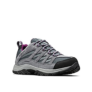 Columbia Womens Crestwood Mid Waterproof Hiking Shoe, Graphite, Wild Iris, 8.5 US