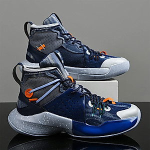 Dilchasp Men's High Top Basketball Shoes Fashion Running Sneakers Non Slip Training Athletic Shoes Navy Size 7