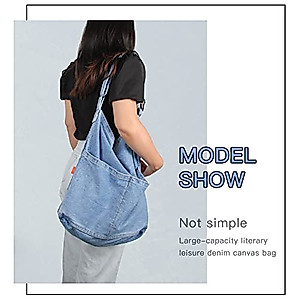 Ynport Jean Purse for Women Denim Purses and Handbags Retro Casual Large Hobo Bag Lightweight Travel Shoulder Crossbody Purse