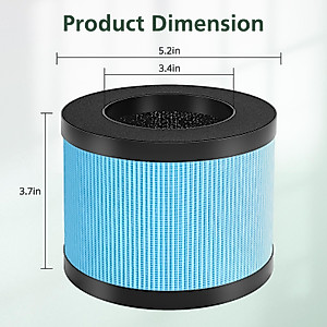 MK-06 MK-01 Air Filter Replacement Compatible with MK-06 MK-01 Air Purifier, Upgraded 4-in-1 True HEPA Replacement Filter for ToLife TZ-K1, Kloudi DH-JH01 and POMORON MJ012H, 3 Pack