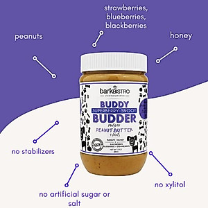 Bark Bistro Company, Superberry Snoot, 100% Natural Dog Peanut Butter, Healthy Peanut Butter Dog Treats, Stuff in Toy, Dog Pill Pocket, Made in USA (17oz jar)