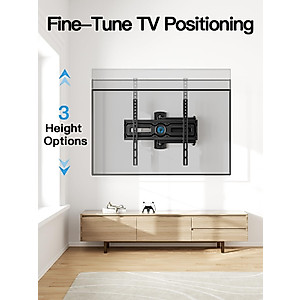 Pipishell Full Motion TV Wall Mount for Most 26-60 inch Flat & Curved TVs up to 77 lbs, Single Articulating Arm, Adjustable Bracket Height, Extension, Max VESA 400x400mm, PIMF9