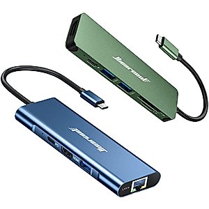 Hiearcool USB C Hub,USB C Dongle for MacBook Pro,7 in 1 USB C to HDMI Multi-port Adapter, USB C 4K 60Hz HDMI Adapter,8 IN1 Multi-port Type C Adapter 1Gbps 100W PD USB C Dock USB3.0 TF/SD Dongle