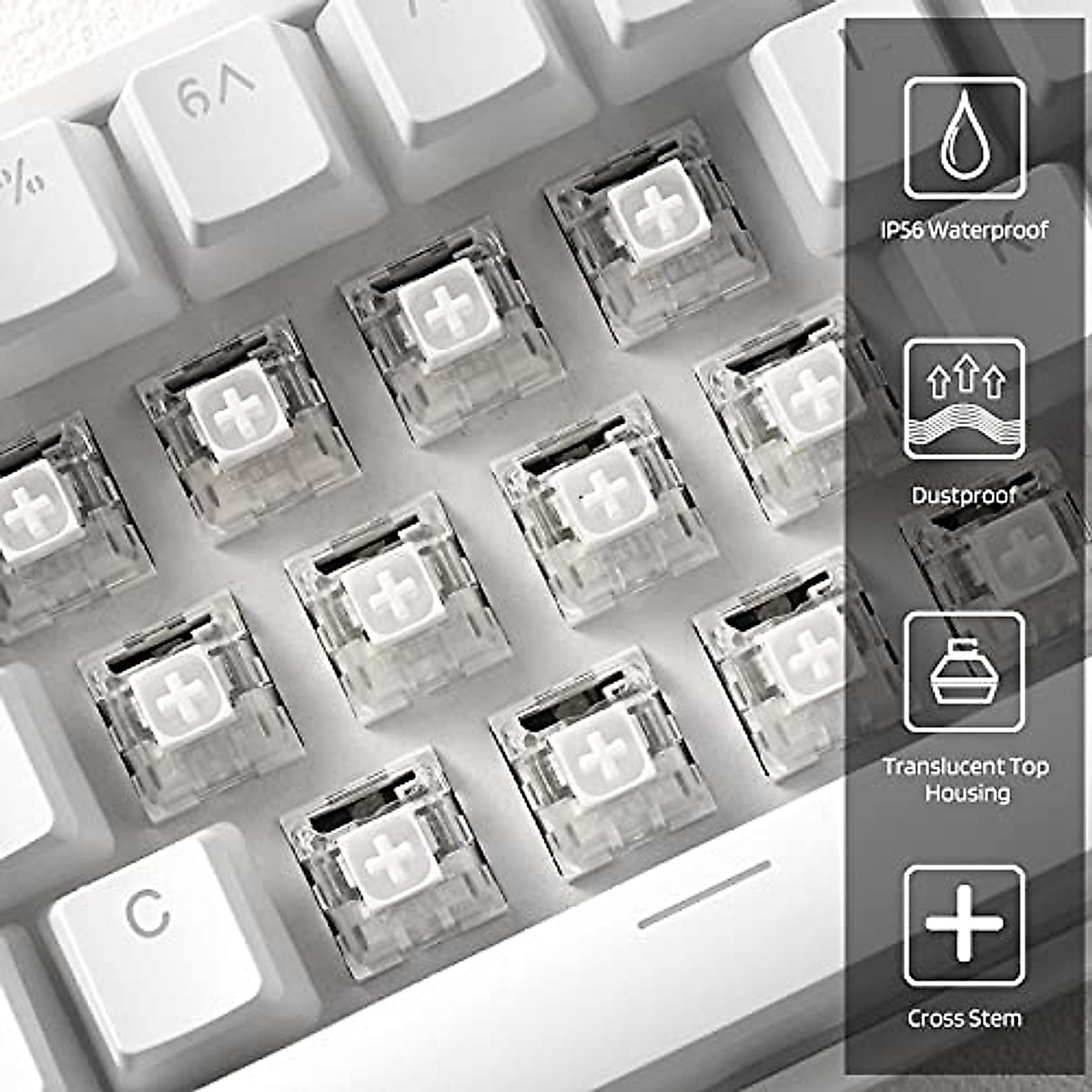 LTC Kailh x Box Switches White for Mechanical Gaming Keyboard DIY, 3pin Clicky RGB/SMD Waterproof MX Stem Switches with Switch Puller(30 Pcs, White)