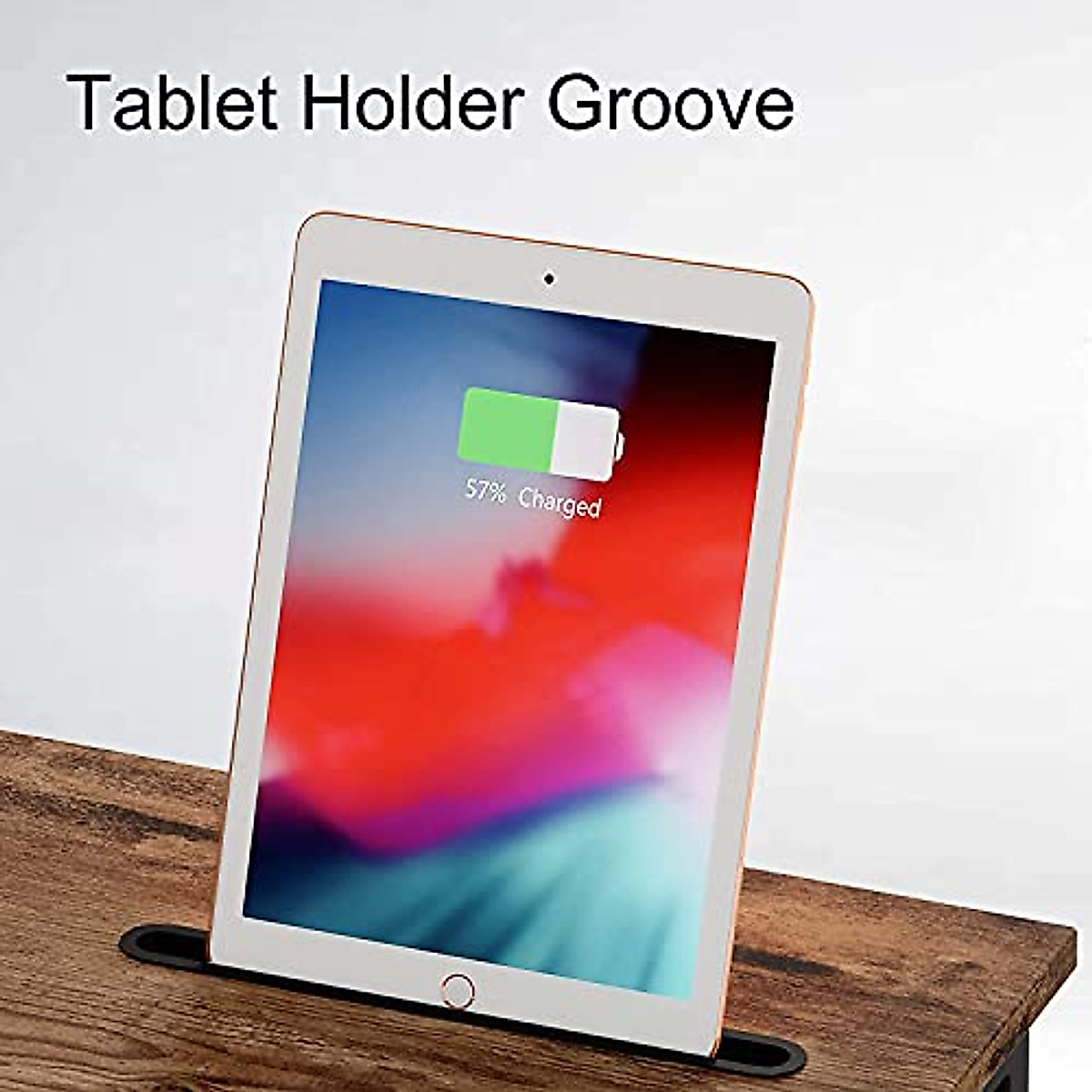 Bestier 47 Inch Modern Simple Style Portable Table Home Office Engineered Wood Desktop Mount Computer Desk w/ Storage Bag and Iron Hook, Rustic Brown