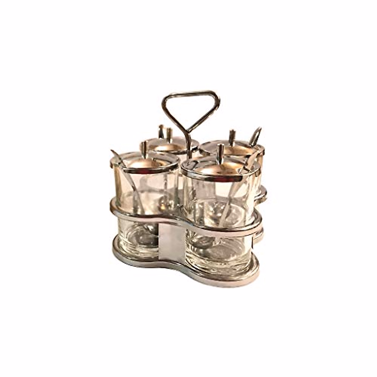 Condiment Holder, Condiment Tray, 4 Condiment Jar and 4 Small Spoons for Condiments. A Quality Condiment Server, Topping Dispenser, Seasoning Box for Table. Asian Dinnerware Style Condiment Set