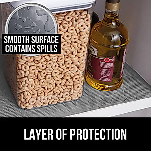 Gorilla Grip Wire Shelf Liners Set of 4 and Smooth Drawer Liner, Wire Shelf Liner Size 18x36 in Charcoal, Waterproof Hard Plastic, Drawer Liner Size 12x10 in Gray, Non Adhesive, 2 Item Bundle