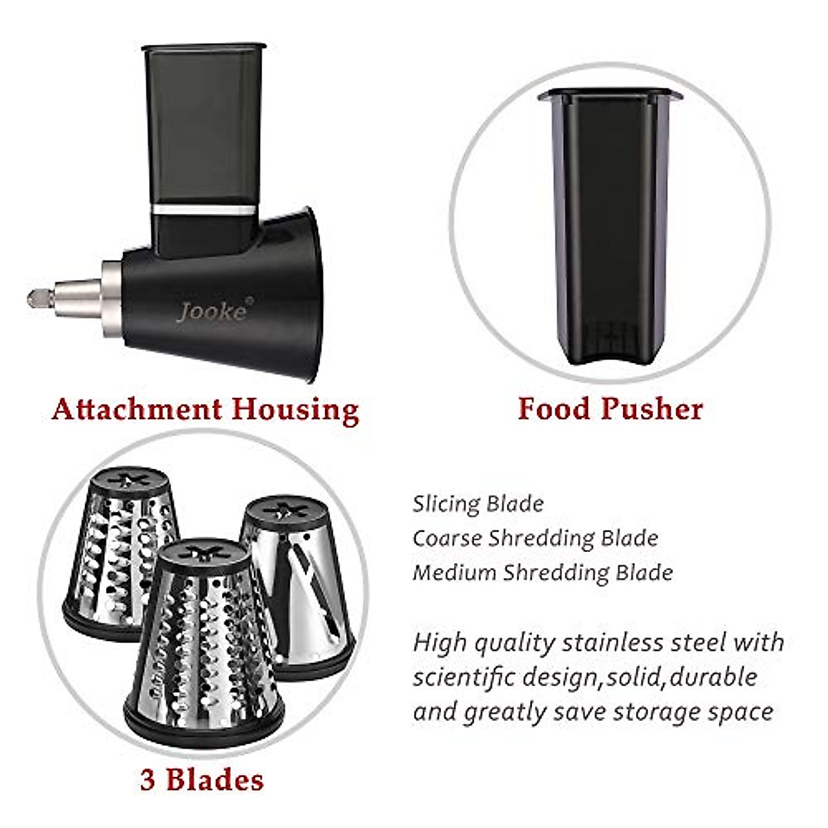 Slicer Shredder Attachment fits KitchenAid Stand Mixer,Vegetable Salad Maker Accessories,Fresh Prep Attachment,Cheese Grater Attachments for Kitchen Aid Mixers Accessories Included 3 Blades