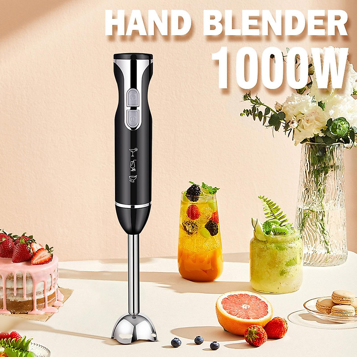 Electric Hand Blender, 550g Portable Hand Blender Mixer Stick With Easy Control Grip, Simple To Use Food Blender Hand Mixer For Smoothies, Puree Baby, Food And Soup