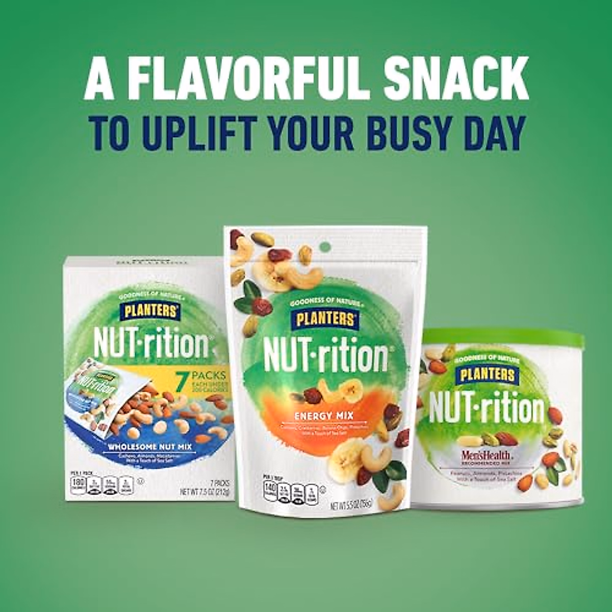 PLANTERS NUT-rition Wholesome Nut Mix, 7.5 oz Box (Contains 7 Individual Pouches) - Cashews, Almonds and Macadamias Snack Mix - No Artificial Flavors, No Artificial Colors, No Preservatives - Kosher