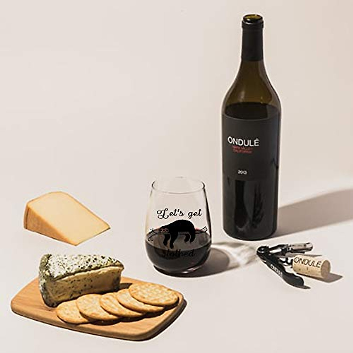 Perfectinsoy Funny sloth Stemless Wine Glass, Cute Funny Sloth Gifts for Women, Christmas Gifts, Happy Valentine Gift, for Boy Friend, Girl Friend, Her His Birthday Anniversar