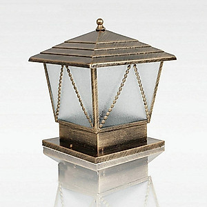 Lights Outdoor Outdoor Waterproof IP65 Patio Post Lamp External Quality Aluminum Square Pillar Column Light Hammering Glass Lantern Victoria Antirust Rainproof Glass Shade Porch Streetlight Surface Mo