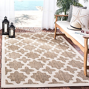 SAFAVIEH Courtyard Collection Area Rug - 9' x 12', Black & Beige, Non-Shedding & Easy Care, Indoor/Outdoor & Washable-Ideal for Patio, Backyard, Mudroom (CY6913-266)