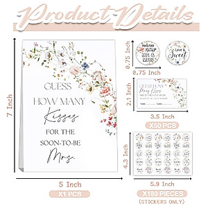 How Many Kisses Bridal Shower Games, How Many Kisses Standing Sign 50 Guessing Cards 180 Bridal Shower Kisses Stickers, How Many Kisses Flowers Bridal Shower Game Set for Bridal Shower and Weddings