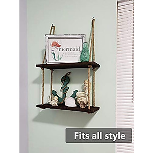 Mkono Hanging Shelves 2 Tier Rustic Wall Hanging Shelf Boho Decor Plants Photos Display Floating Storage Shelves for Bathroom Bedroom Living Room College Dorm Apartment