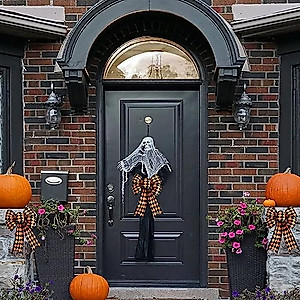 TONIFUL 2.5 Inch Orange Black Diamond Plaid Satin Ribbon Wired Edge Ribbon Thanksgiving Fall Halloween Christmas Wired Ribbon for Crafts Gift Tree Topper Wreath Bows Outdoor Indoor Decorations 6yds