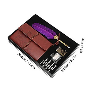 Retro Carving Feather Pen Set, Calligraphy Fountain Pens with Book 8 Replacement Nibs and Pen Stand Holder Quill Pen Vintage Signature Pen Gift Set