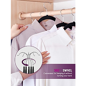 Pretigo Premium Velvet Hangers 50 Pack, Non-Slip Clothes Hangers Black, Space-Saving Velvet Clothes Hangers for Coats, Pants & Dress, Sturdy Heavy Duty Felt Hangers 360° Swivel Hook, Elegant Wardrobe