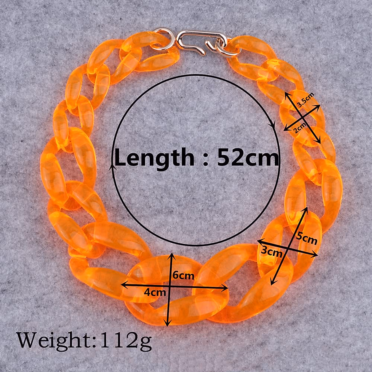 Wiwpar Acrylic Choker Necklace Statement Chunky Fashion Acrylic Necklace Colorful for Women Girls (Orange)