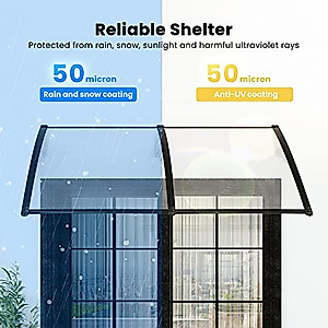 VIVOHOME Polycarbonate Window Door Awning Canopy Transparent with Black Bracket 40 Inch x 80 Inch