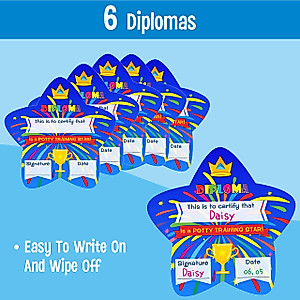 Potty Training Reward Chart, 4 Water/Oil Resistant Weekly Charts, 6 Star-Shaped Diplomas, 600 Laser Shiny Star Stickers, Perfect for Multiple Toddlers’ Motivational Toilet Training (Each 11” X 7”)
