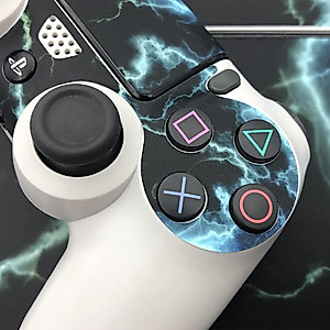 UUShop Vinyl Skin Decal Sticker Cover Set for PS4 Console and 2 Dualshock Controllers Skin Green Lightnings