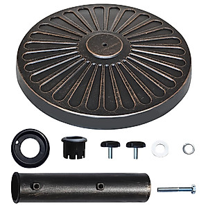 EliteShade USA Umbrella Base Stand Market Patio Outdoor Heavy Duty Umbrella Holder with Concave Radial Pattern,Bronze