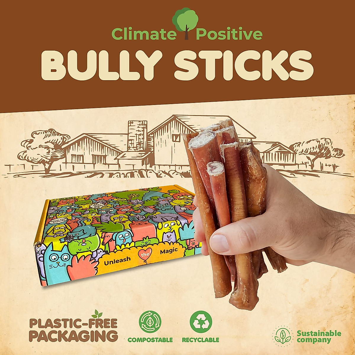 Makondo Pets Bully Sticks 100% Natural Beef Dog Chews, 6” Premium Quality Healthy Dog Treats for Training Suitable for Puppies & Adults, Zero Filler or Preservatives 12Pcs 340g