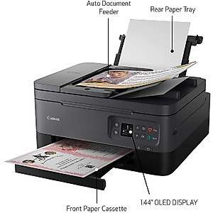 Canon PIXMA TR70 22 All-in-One Wireless Bluetooth Color Inkjet Printer, Black - Print Copy Scan - 1.44" OLED, 13 ipm, 4800x1200 dpi, 8.5x14, Auto 2-Sided Printing, 35-Sheet ADF, BROAGE Printer Cable