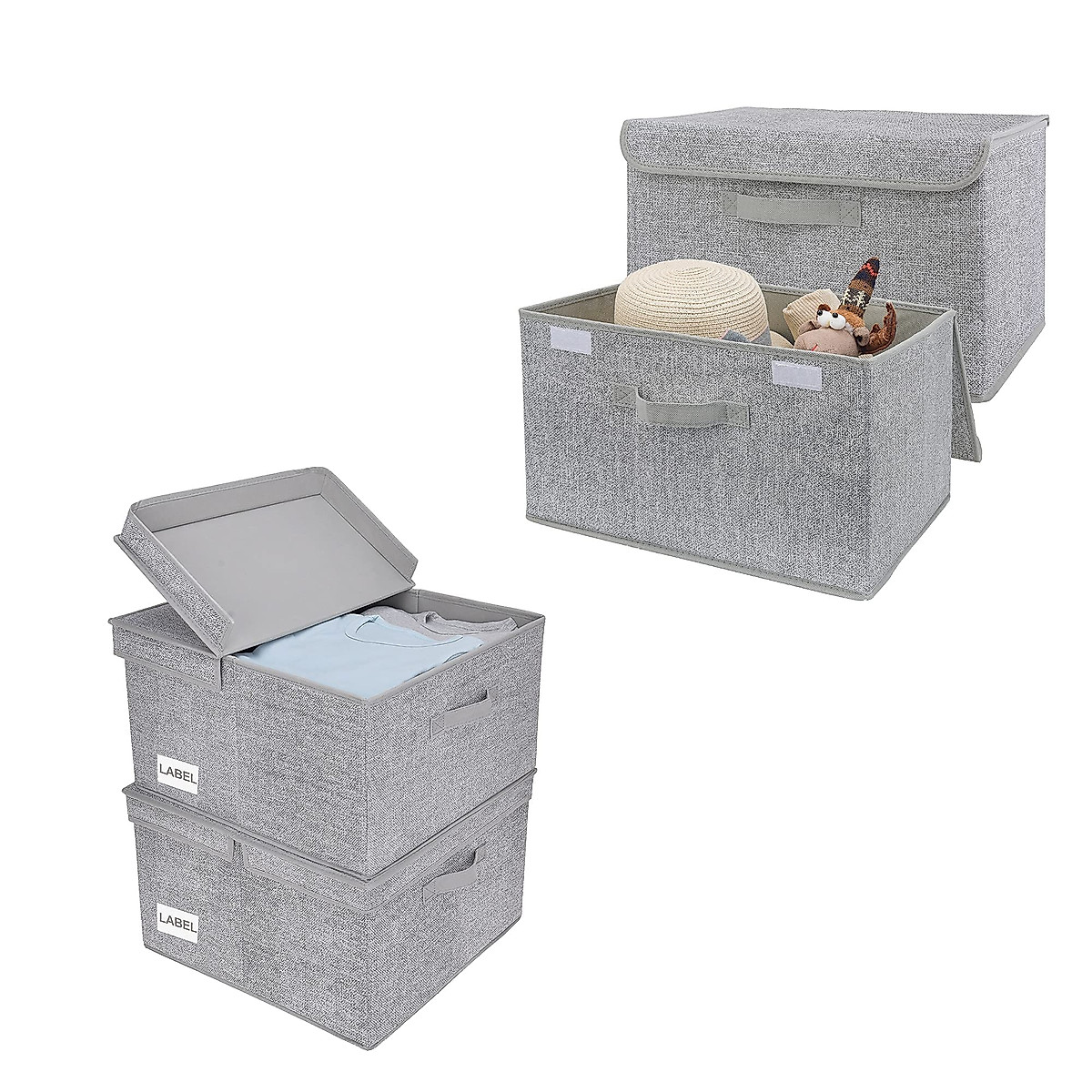 GRANNY SAYS Bundle of 2-Pack Large Rectangle Storage Bins & 2-Pack Closet Storage Bins