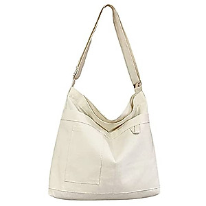 Women Retro Large Size Canvas Shoulder Bag Large Hobo Bag Canvas Crossbody Bag Messenger Tote