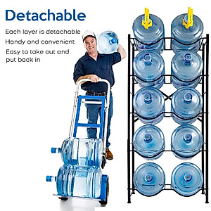 ULTRAHOME 5 Gallon Water Bottle Rack Storage, 5-TIRE Water Bottle Holder Organizer, 5 Gal Water Bottle Jug Rack for 10 of 5 Gallon Water Bottle, High-Purity Q345 Steel Material