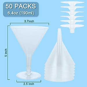 60Pcs Plastic Martini Glasses Disposable Margarita Glasses 6.4oz Plastic Cocktail Glasses Clear Coupe Glasses Party Champagne Glasses Cups for Weddings Party Bar, Birthday, Desserts, Ice Cream