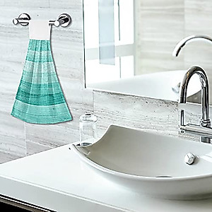 Teal Turquoise Green Wood Kitchen Towel Home Decorative Loop Dish Hand Towel Hanging Tie Towels 2PCS Super Soft Absorbent WashCloth for Bathroom Farmhouse Housewarming Tabletop, 12x17Inches