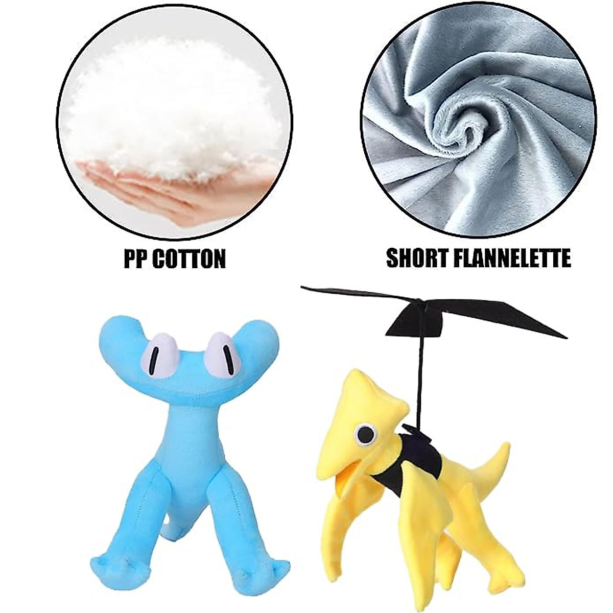 Lesome Rainbow Friends Plush Cyan Plush, Lookies Plush Yellow Rainbow Friends Chapter 2 Great Choice for Graduation Gift Children's Day Gift Doors Plush Party Favors (A-Cyan+Yellow)