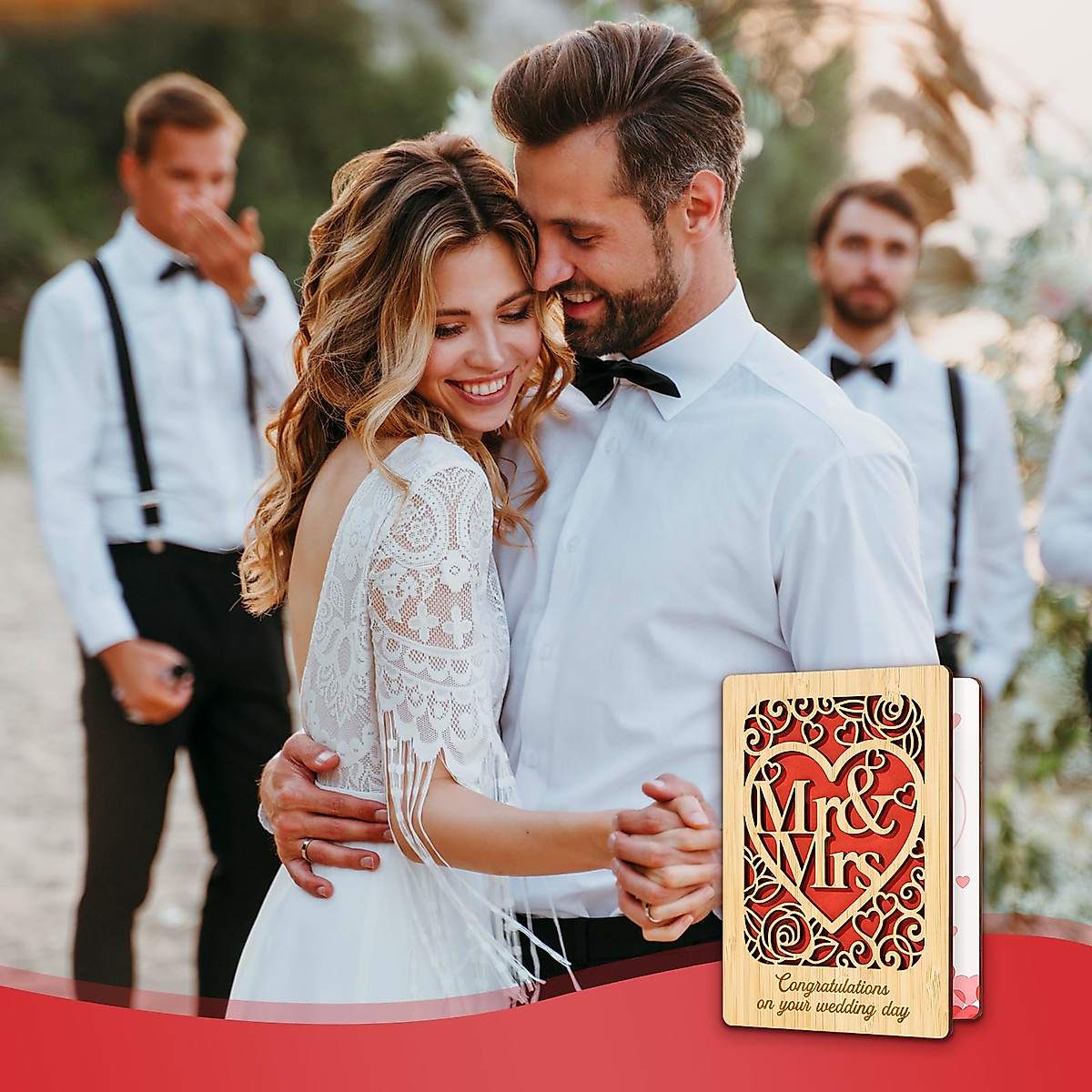 GiftChant Wedding Card, Bamboo Wedding Shower Card Gifts for Couples, Funny Bridal Shower Card for Bride To Be, Handmade Wedding Cards Congratulations for Bride and Groom, Mr Mrs Keepsake